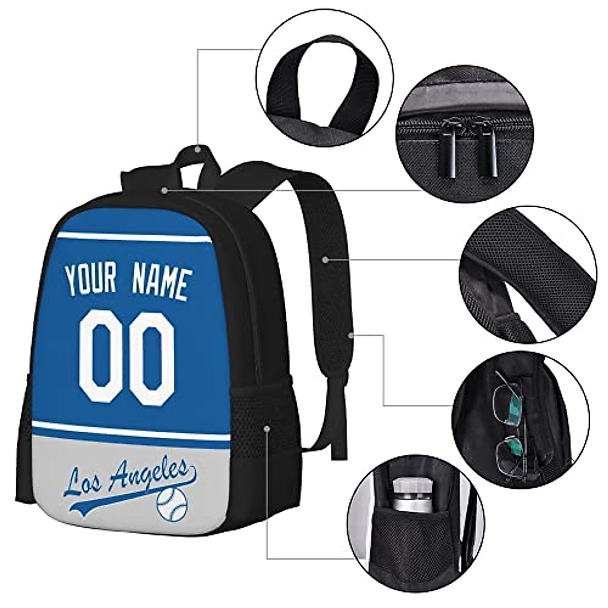 ANTKING Los Angeles Backpack High capacity Custom Any Name and Any Number Gifts for Kids Men Fans