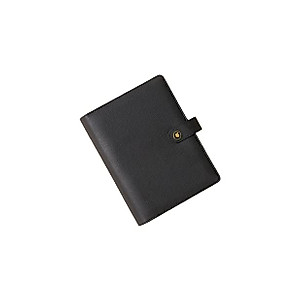 Ambition LTD Black Key Agenda, Woven A5 (5.8 x 8.3") sized planner, organizational tool, Black Matte 6 ring binder, Vegan Leather