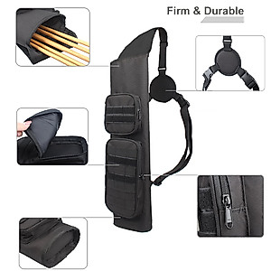 KRATARC Archery Back Arrows Quiver Bag with Molle System and Pockets for Hunting Shooting Target Practice (Black- molle design)