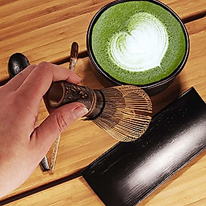 BambooMN Japanese Tea Set, Matcha Whisk (Chasen), Tea Strainer, Traditional Scoop (Chashaku), Teaspoon, The Perfect Set to Prepare a Traditional Cup of Matcha - 1 Set