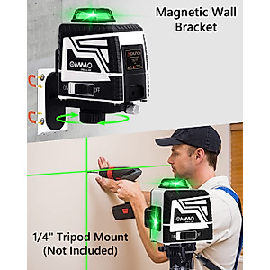 OMMO Laser Level, 8 Lines Green Laser Level Self Leveling Tool, 2 x 360° Green Cross Lines Laser Beams, 150 ft Laser Level with One Horizontal and One Vertical Line for Construction Picture Hanging