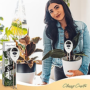 Classy Casita 3-in-1 Garden Soil Tester- Three Way Plant Soil Test Kit to Measure Soil Moisture, pH-Value, and Sunlight, Indoor and Outdoor Measuring Tool for House, Garden, Lawn,& Farm, White.