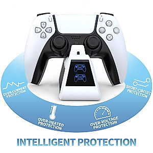 OSTENT Fast Charger Charging Station for Sony PS5 PlayStation 5 Wireless Bluetooth DualSense Controller Color White