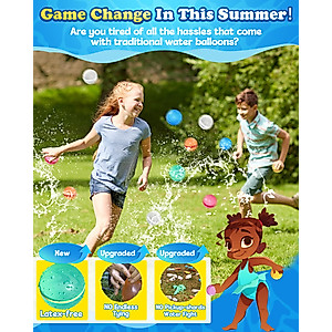 SOPPYCID Reusable Water Balloons, Self Sealing, Refillable Water Bomb Splash Balls, Pool Toys for Kids Ages 3-12, Outdoor Water Toys for Summer Fun Pool Party Favors (8 Pcs)