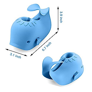 PandaEar Bath Spout Cover, Baby Bathtub Faucet Cover, Baby Shower Protector Cover for Kids Toddlers, Universal Fit -Whale (Blue)