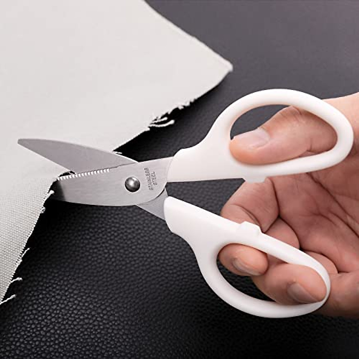 HITOPTY White Multipurpose Scissors, 6in Straight Sturdy Sharp Scissors for Office School Student Home General Use Sewing Fabric Craft Supplies with Cover