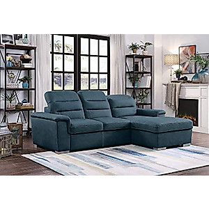 Homelegance Sleeper Sectional Sofa with Storage, Blue