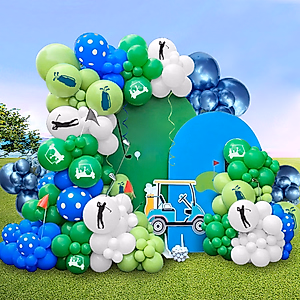 168PCS Golf Balloon Garland Arch Kit Blue and Green Balloon for Golf Theme Party Decorations Boys Girls Birthday Baby Shower Supplies