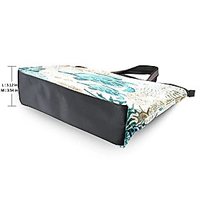 Turtle Turquoise Retro Map Ocean Summer Large Tote Bags Women Summer Handbags with Zipper Shopper Bag for Graduate Gifts Teenager Girls