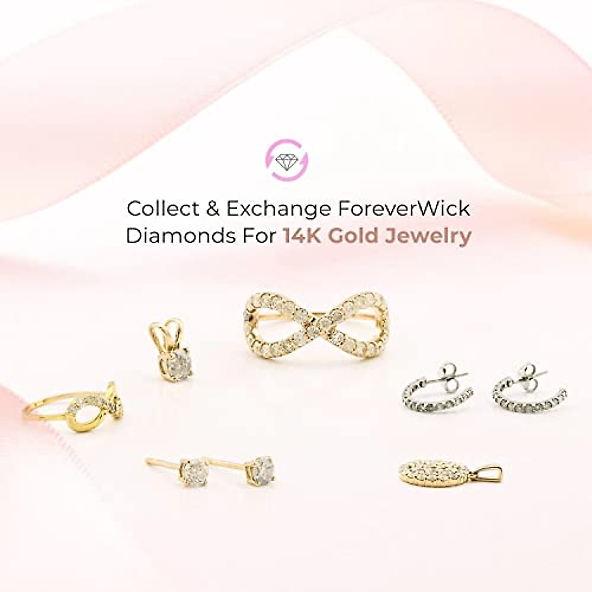 Foreverwick Dream Angel Creamy Vanilla Surprise Soy Wax Candle with Diamond Inside 14Oz Jar, Large Candles, Scented, Gift Women, Glass, Double Pour Inspired, 70 Hours