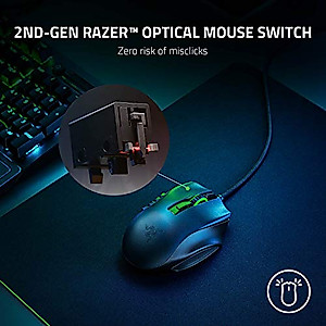 Razer Naga X - Ergonomic MMO Gaming Mouse with 16 Programmable Buttons (Optical Mouse Switches, 5G Optical Sensor, Chroma RGB, Speedflex Cable) Black