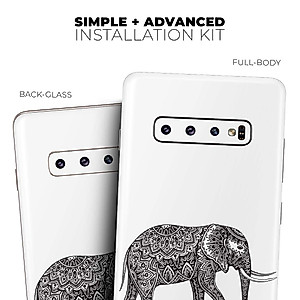 DesignSkinz Black and White Aztec Ethnic Elephant Protective Vinyl Decal Wrap Skin Cover Compatible with The Samsung Galaxy S20 (Screen Trim & Back Glass Skin)