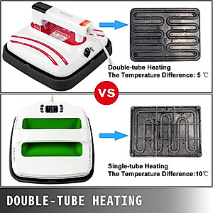 VEVOR Mini Press 800W Mini Heat Press 10 x 10 Inch Red Portable Easy Press Mini Highly-sensitive Touch Screen Vibration Function Press Machine Mini Press for T-shirts with Reliable Double-tube Heating