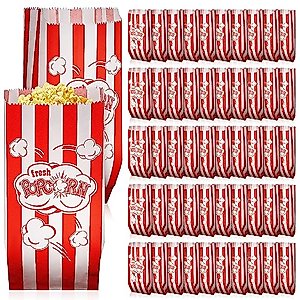 Popcorn Bag Paper Popcorn Bags - 200 Pieces Pop Corner Bags Individual Servings for Popcorn Machine Party Movie Nights Theater Accessories Small Popcorn Bags
