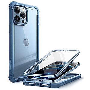 i-Blason Ares Case for iPhone 13 Pro 6.1 inch (2021 Release), Dual Layer Rugged Clear Bumper Case with Built-in Screen Protector - Azure