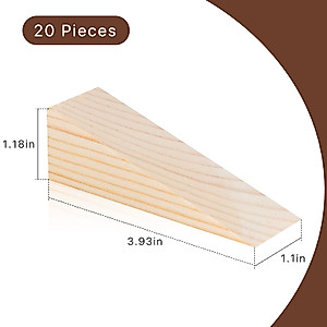 Elesunory 20 Pack Wooden Wedges for Chair Caning Supplies, Non Slip Wood Door Stopper, Triangle Wood Block for Chair Caning Door Stop