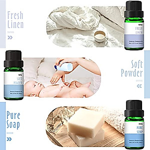 Fragrance Oil, MitFlor Clean Set of 6 Premium Scented Oils, Soap & Candle Making Scents, Refreshing Clean Essential Oils for Diffusers for Home, Cedar Cypress, Pure Soap, Fresh Linen & More