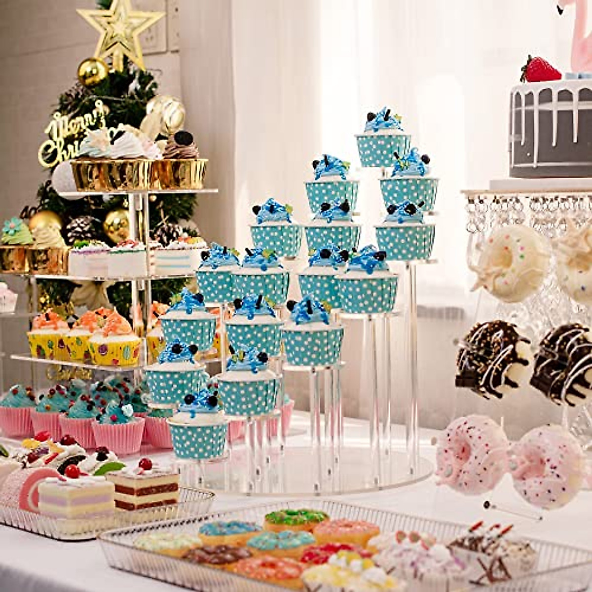CILLNKKS Acrylic cupcake stands for 16 Cupcakes - Display Stand, Cupcake Holder Dessert Stand Pastry Serving Platter Display for Party Wedding Birthday Holidays christmas
