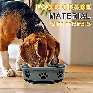 KPWACD Ceramic Pet Bowl for Dogs and Cats, Weighted Non-Slip Dog Bowls Food and Water Dish, Durable Pets Feeding Bowls Suitable for Small, Medium, and Large Dogs, Grey, 70 Oz