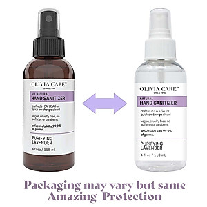 Olivia Care Hand Sanitizer Alcohol Based and Infused with Cleansing Lavender Essential Oils 4 FL OZ