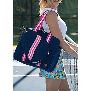 Queen of the Court - Brooklyn Pickleball Bag - Pickleball Bags Women, Pickle Ball Bag, Pickleball Case, Pickleball Tote Bag, Pickelball Bag, Pickle Ball Bag for Women (Blue/Pink)