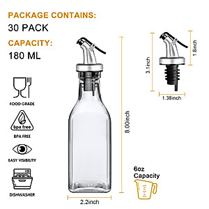 Accguan Oil Dispenser,6oz Leakproof Olive Oil Dispenser,Set with Sticker and Pen,Suitable for Storing Olive Oil, Vinegar and Other Liquids (30 PCS)