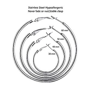 4 Pairs Silver Plated Hoop Earrings for Women Lightweight Hypoallergenic Silver Hoops Stainless Steel Hoop Earrings Loop Earrings Set