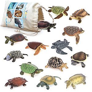 Volnau Mini Sea Turtle Figures 14PCS Animal Toys Figurines for Kindergarten Toddlers Kids Ocean Sea Creature Cake Topper Pack