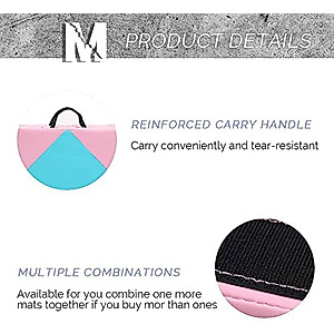 PanAme Folding Gymnastics Exercise Mats, 10’x4’x2” Thick Gymnastics Tumbling Mats, Lightweight Gymnastics Panel Mat with Carrying Handle for MMA, Yoga, Home Gym, Fitness (Pink)