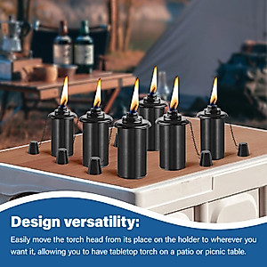 FAN-Torches Wall Mounted Citronella Torches Set of 6, 16 oz Garden Torches for Outside, Refillable Flame Light Torch, Outdoor Metal Torch for Yard, Patio, Deck, Garden, Party, Landscape