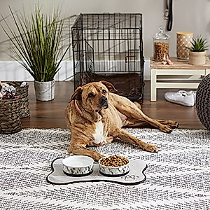 Bone Dry Pet Bowl Collection Ceramic Set, Medium, Marble, 2 Count White