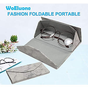 WoEluone Eyeglasses Case Triangle Foldable Glasses Holder Cute Stylish Compact Design Magnet Closure Pressure Proof Sunglasses Cases