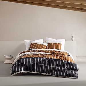 Marimekko - King Duvet Cover Set, Organic Cotton Bedding with Matching Shams, Modern Home Decor, GOTS Certified (Tiiliskivi Raita Charcoal, King)