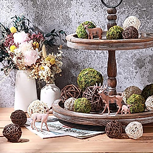 18 Pcs Green Moss Decorative Balls Wicker Rattan Cord Balls Set, Vase Bowl Filler Balls Hanging Balls for Christmas Centerpieces Home Tree Garden Wedding Party Coffee Table