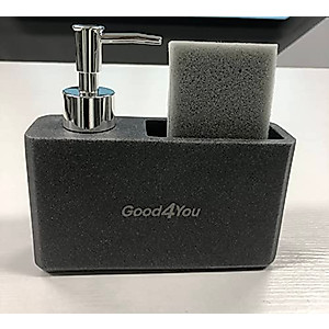 GOOD4YOU Lot of Two Manual Soap Dispenser, Organizer on Countertop, 2-in-1 Manual Dish Soap Dispenser and Sponge Holder, Durable ABS Material, Countertop for Kitchen & Bathroom
