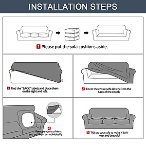 CONRUSER Stretch Sofa Slipcover, Soft Jacquard Sofa Covers for 2 Cushion Couch Washable Furniture Protector for Pets & Kids (Yellow, M)