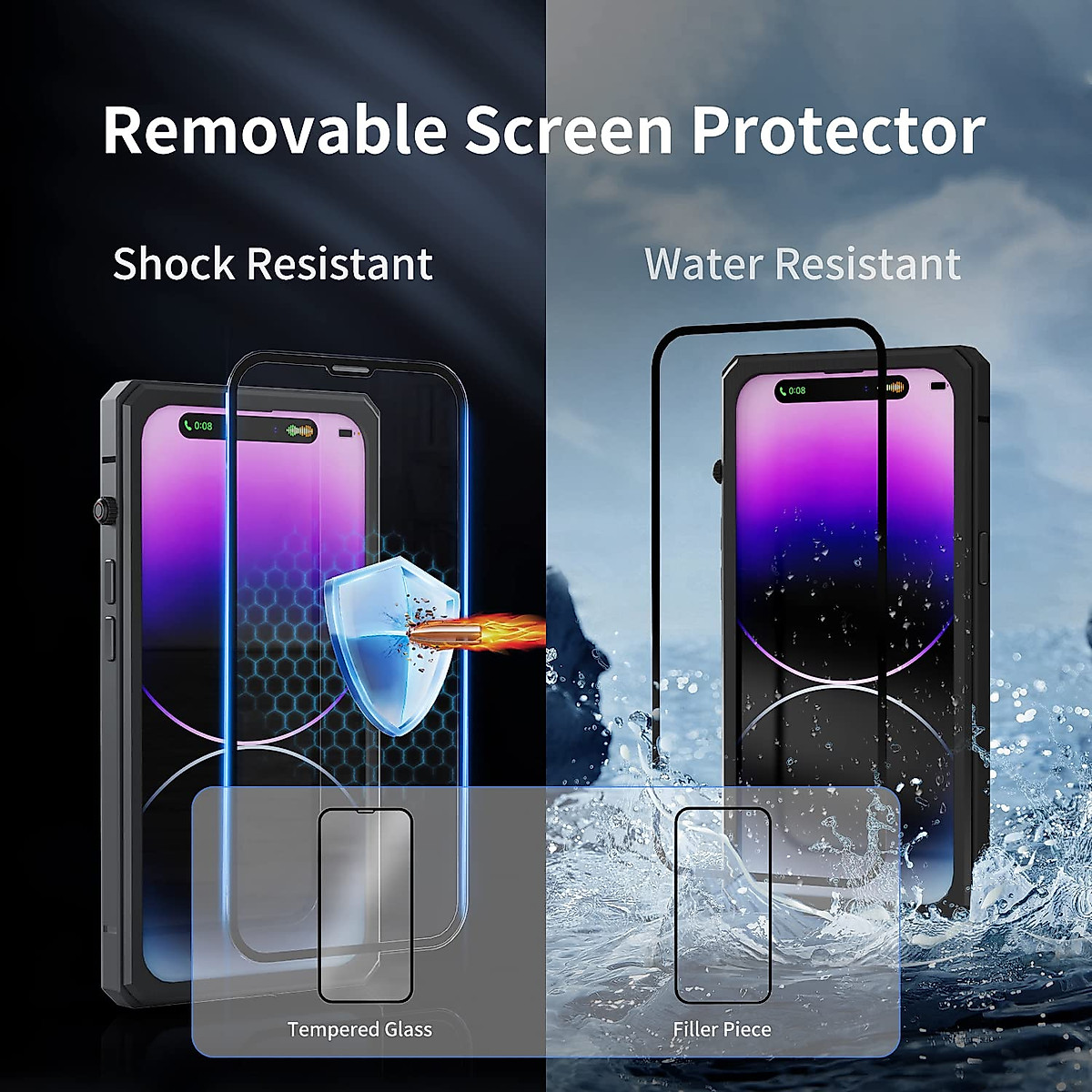 DGYSG Luxury Carbon Fiber with Aluminum Case for iPhone 14 Pro Max 6.7", Military Shockproof Protective Armor Phone Cover with Screen Protector Full Body Heavy Duty Drop Protection for Men Black