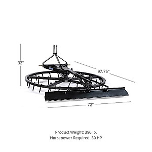 Titan Attachments Arena Spin Harrow Rake Kit, 72-in Diameter, Pull-Behind Rake