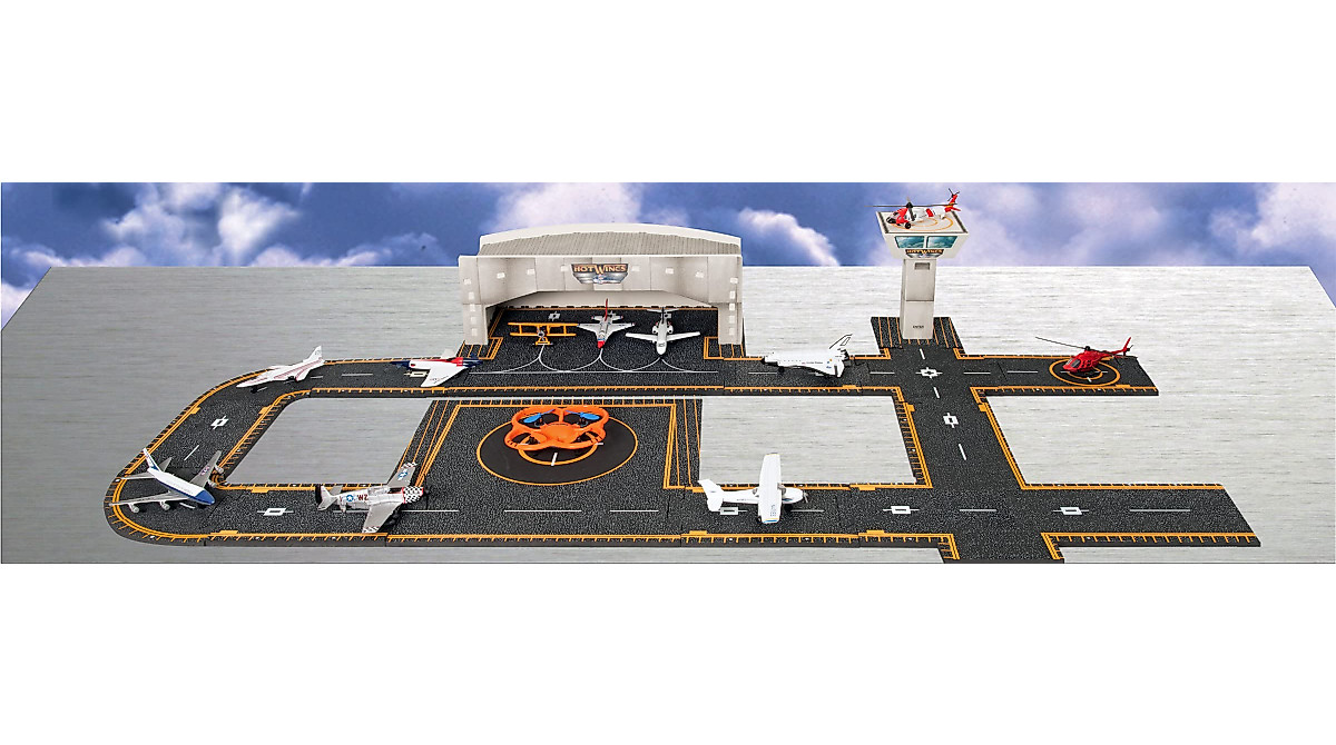 Daron Hot Wings Private Jet with Connectible Runway - Collectible Model