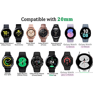 Genuine Leather Bands Compatible with Galaxy Watch 3 41mm/45mm,Woman Man 20mm/22mm Wristband Quick Release Strap for Galaxy Watch 42mm/Watch 4 Classic/Watch 46mm Smartwatch
