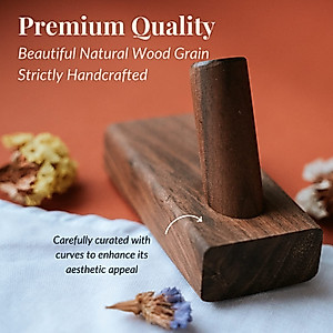 TURDORIA 4-Pack Wood Wall Hooks for Hanging - Decorative Mounted Hooks For Towel Heavy Duty Coats - Robe, Backpack (Walnut)