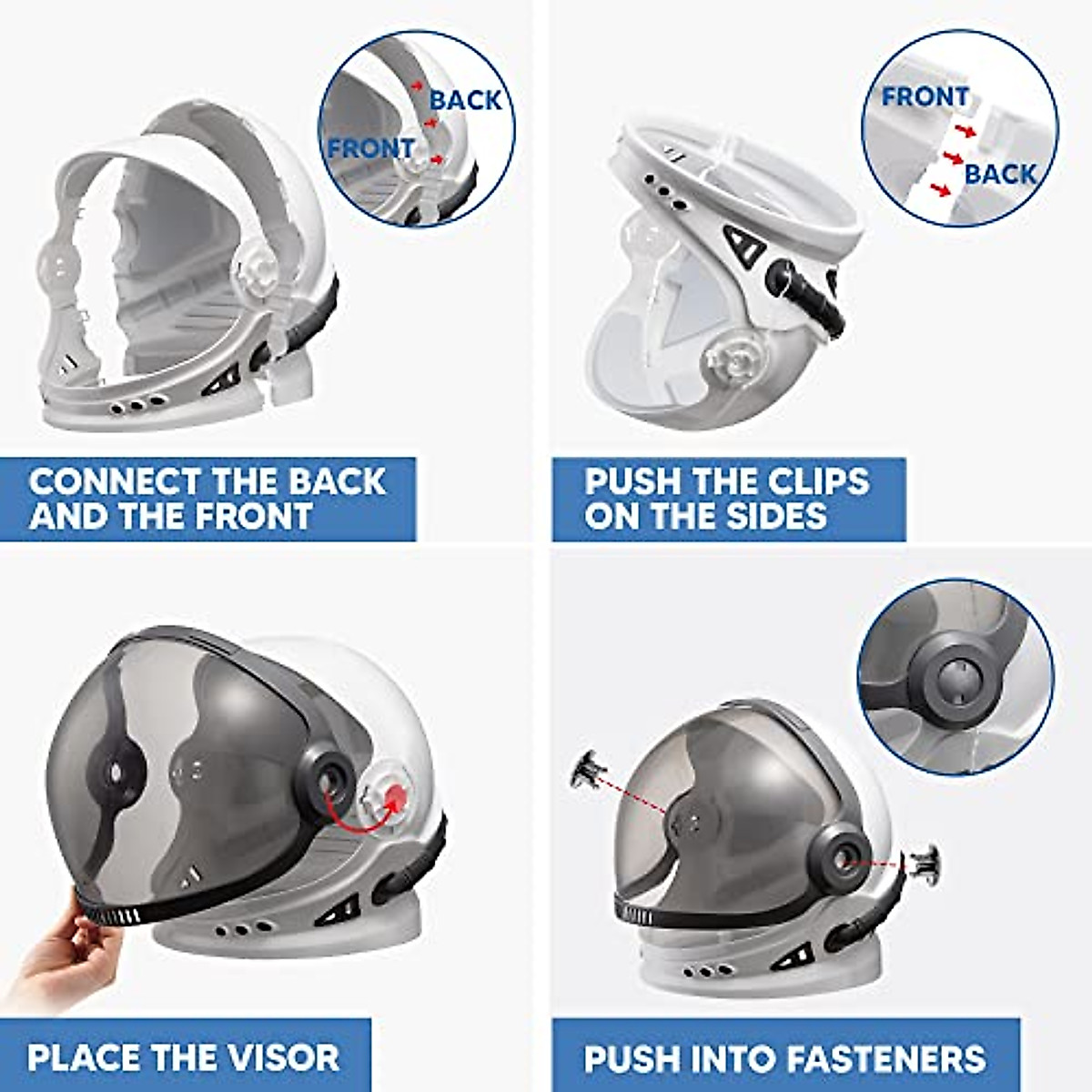 Spooktacular Creations Astronaut Helmet with Movable Visor and Vents Design, Pretend Play Toy Set, School Classroom Dress Up, Role Play Accessory, Halloween and Christmas Gift Stocking, Party Favor Supplies, Unisize 10.5×9.5×8.5IN