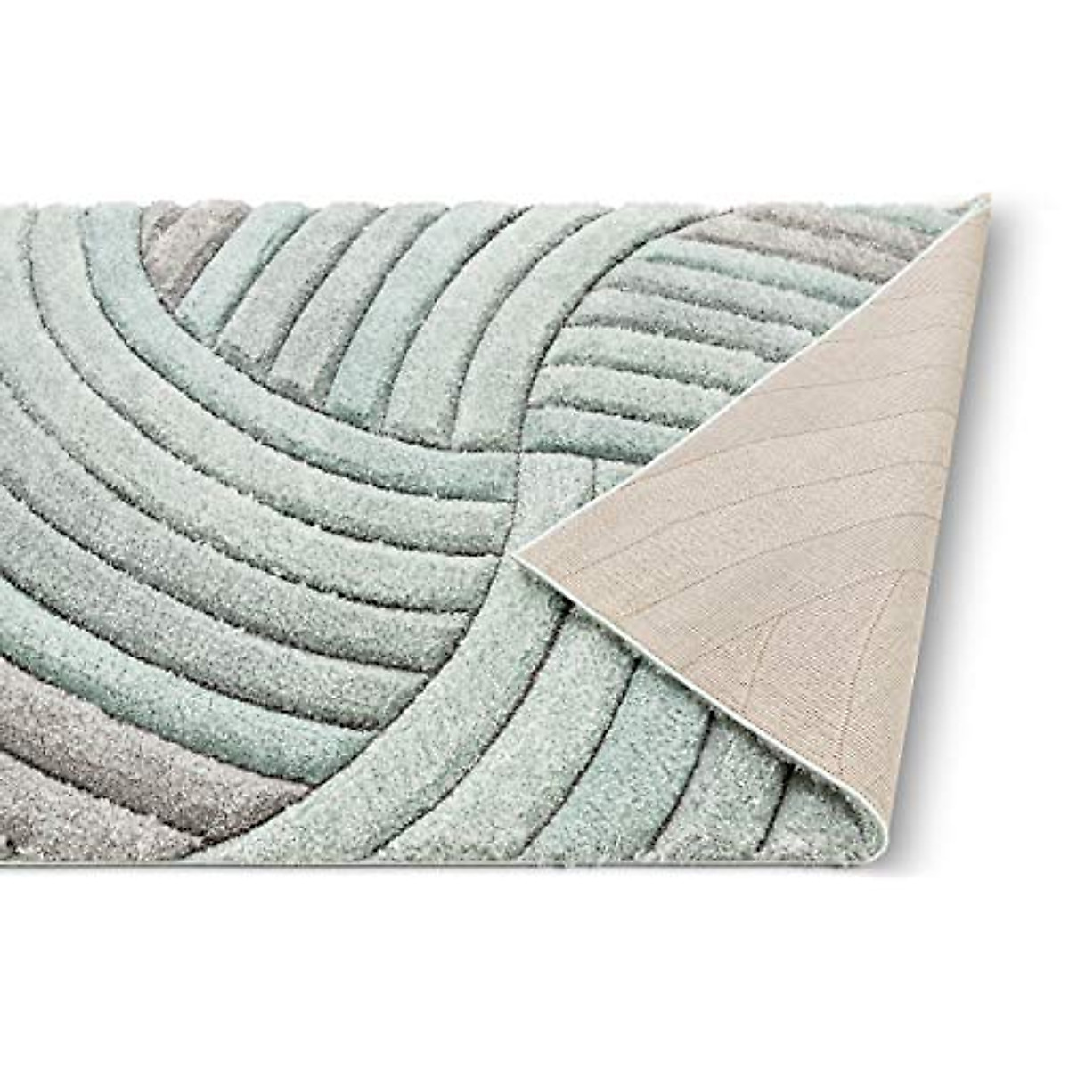 Well Woven Tilly Light Blue Geometric Stripes Thick Soft Plush 3D Textured Shag Area Rug 5x7 (5'3" x 7'3")