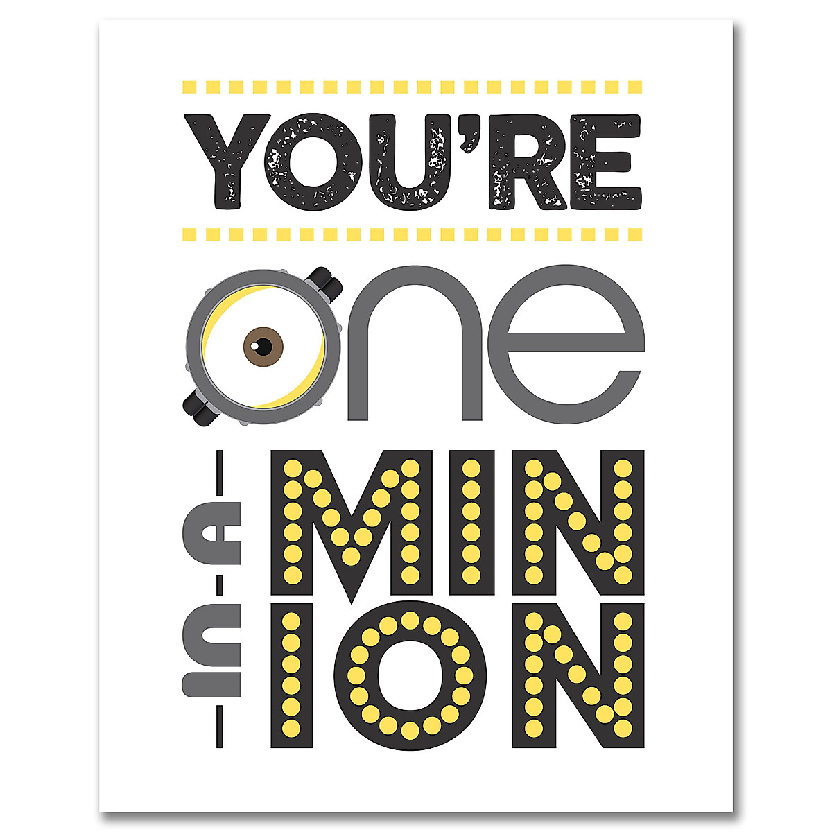 BigWig Prints Minions Poster - Minion Bedroom Decor, Despicable Me Wall Art, Despicable Me Party Decorations, Kids Movie Posters, Wall Decor Artwork for Kids Room - Unframed Set of 4 (8x10)