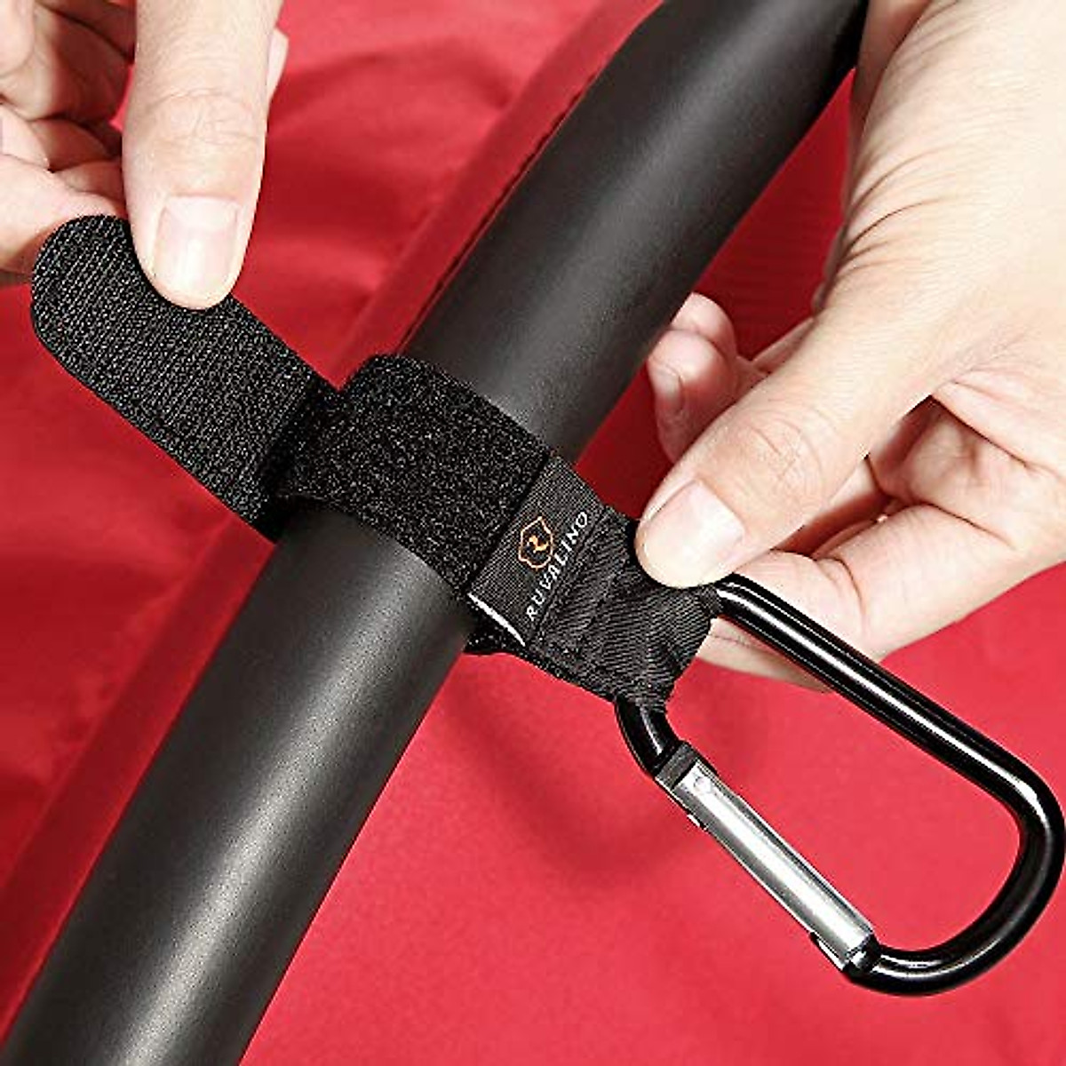 Stroller Hooks, RUVALINO Universal Multi-Purpose Stroller Clips for Your Buggy, Pushchair or Pram, Black, 2 Pack