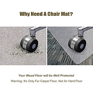 Kuyal Office Chair Mat for Carpets,Transparent Thick and Sturdy Highly Premium Quality Floor Mats for Low and No Pile Carpeted Floors, with Studs (36" X 48" Rectangle)