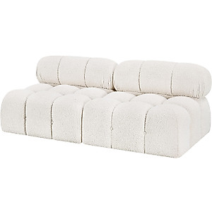 Meridian Furniture 611Cream-S68B Ames Collection Modern | Contemporary Modular Sofa with Rich Cream Boucle Fabric, Modular to Create Infinite Configurations, 68" W x 34" D x 28" H, Cream