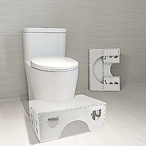 Foldable Toilet Potty Stool for Adults, 7" Healthy Squatting Posture Toilet Poop Stool, Bathroom Anti-Slip Toilet Assistance Step Stool, Fold Design Christmas Decor Portable Travel Poop Stool.(Grey)