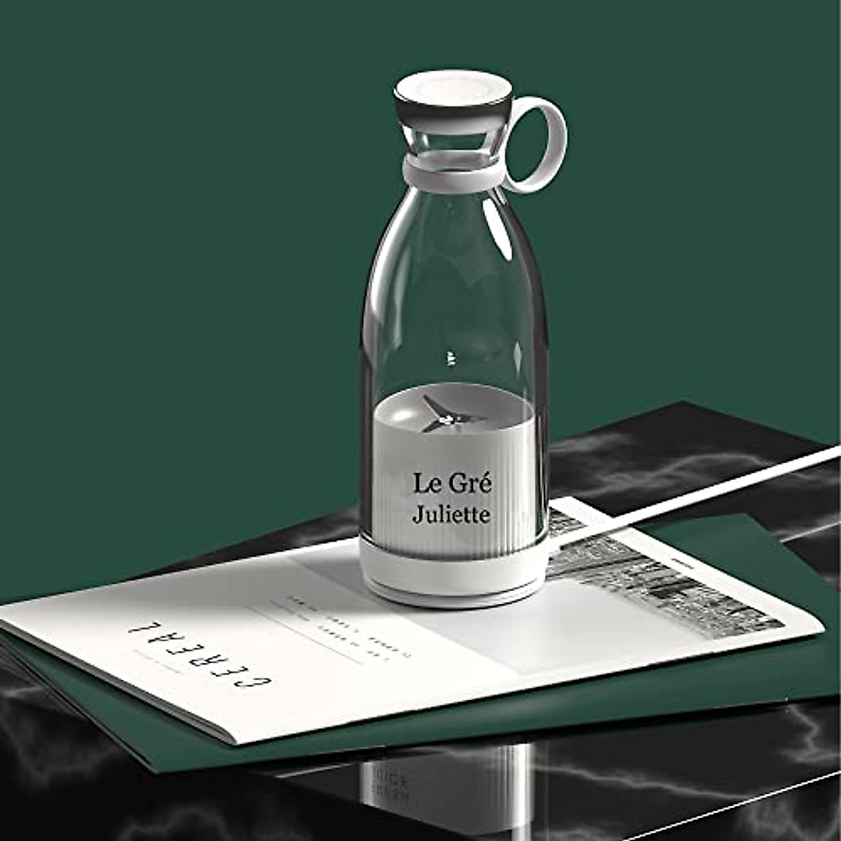 Personal Blender for Shakes and Smoothies - Hand Held Portable Blender USB Rechargeable - Powerful Mini Fresh Juice blender bottle for Gym, Travel & Office with Free Steel Straw & Recipe Book (white)