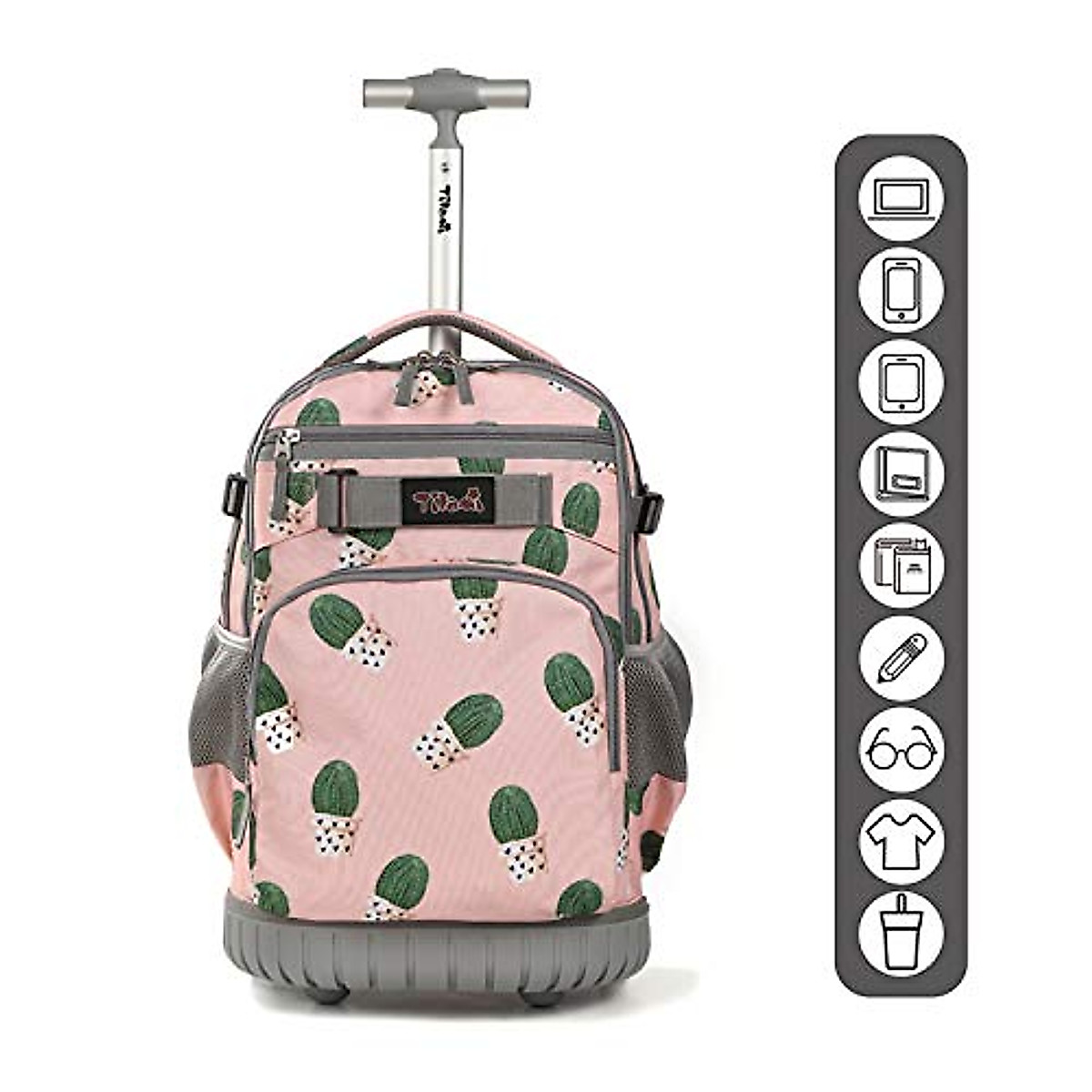 Tilami Rolling Backpack 19 inch with Lunch Bag Wheeled Laptop Backpack (Cactus)